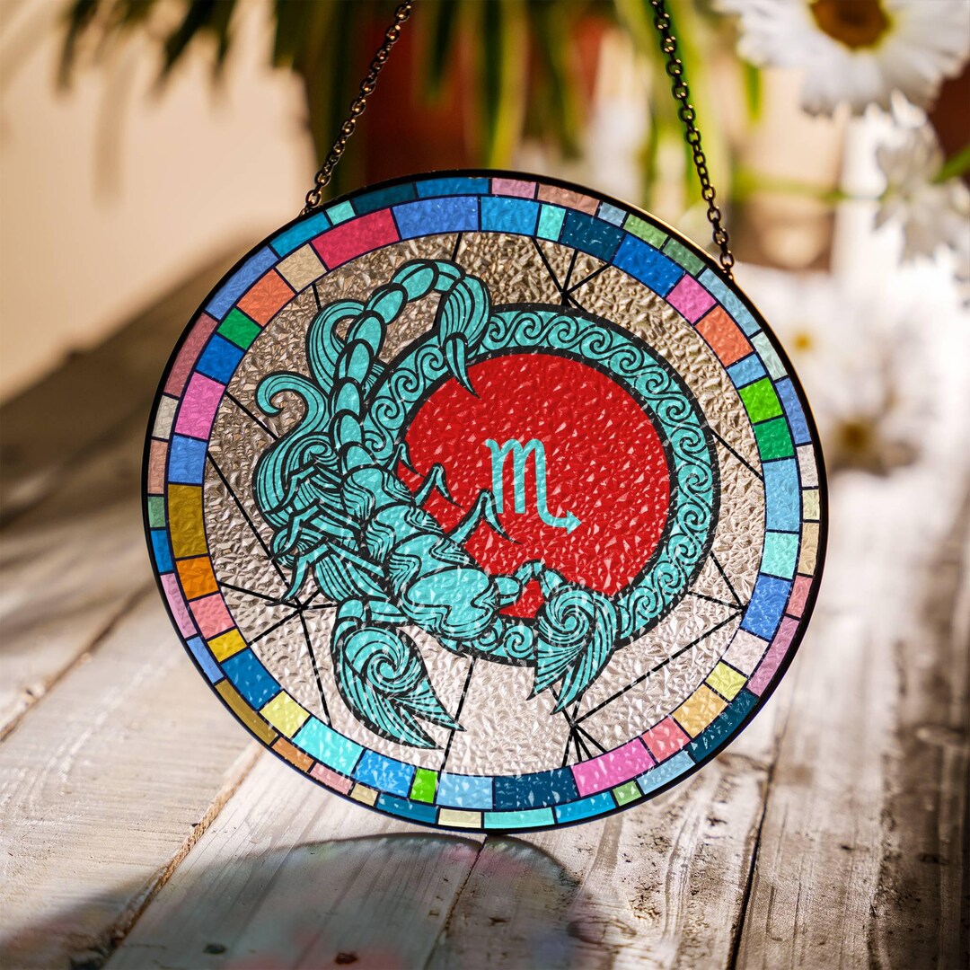 Scorpio Stained Glass Zodiac Suncatcher Lightcatcher Scorpio Window ...