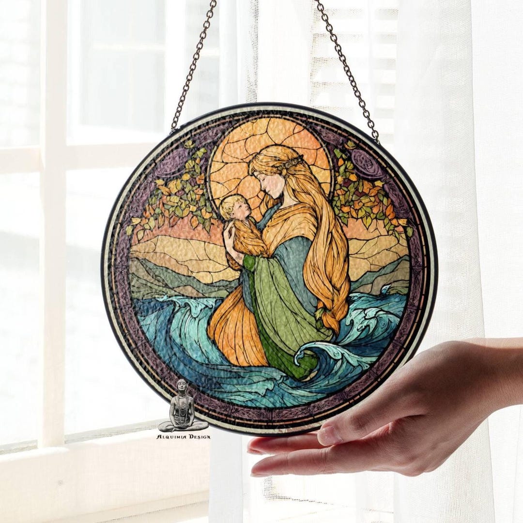Danu Celtic Goddess Stained Glass Suncatcher: Wiccan Home Decor Charm ...