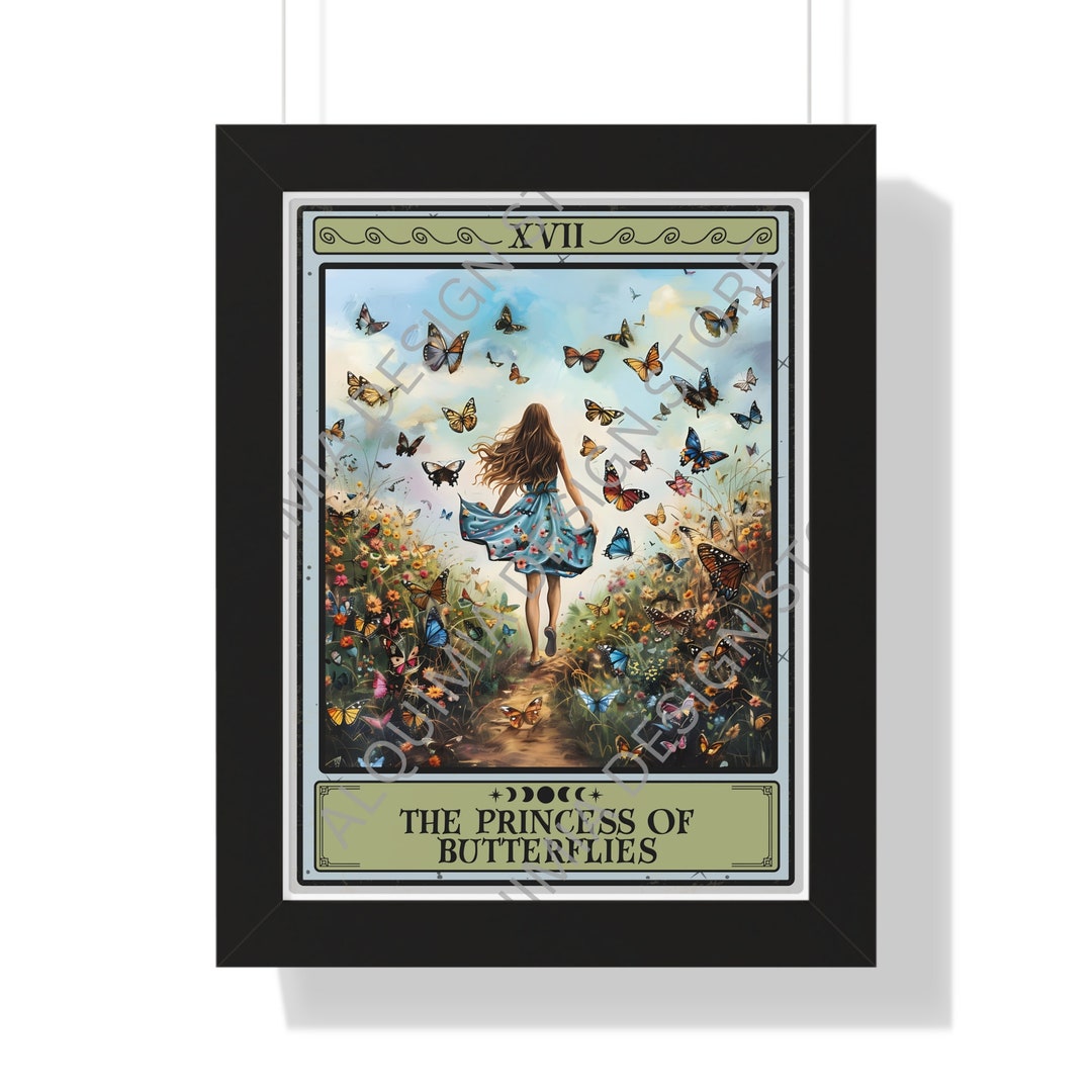 The Princess of Butterflies Tarot Card Framed Print, Butterfly Wall Art ...