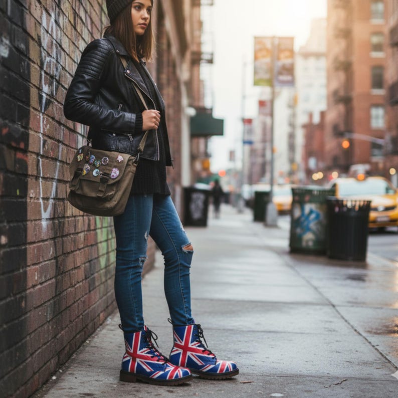 Union Jack Boots UK Flag Vegan Leather Combat Boots British Boots UK ...