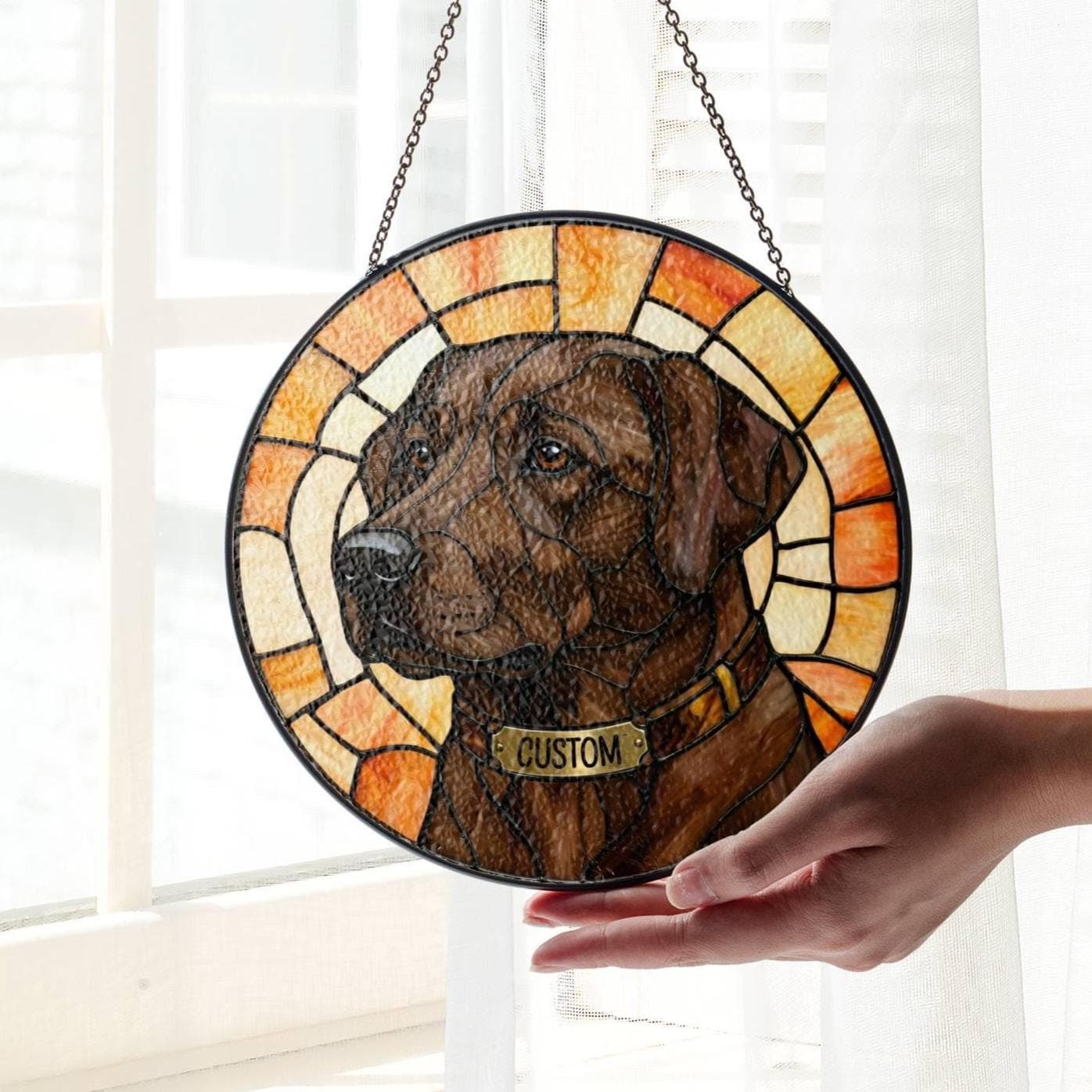 Personalized Labrador Stained Glass Suncatcher: Custom Name Labrador ...