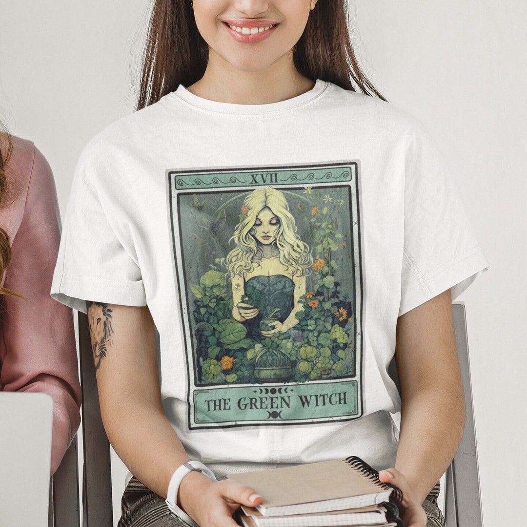 The Green Witch Tarot Card Shirt, Witchy Plant Lover Gifts Tshirt ...