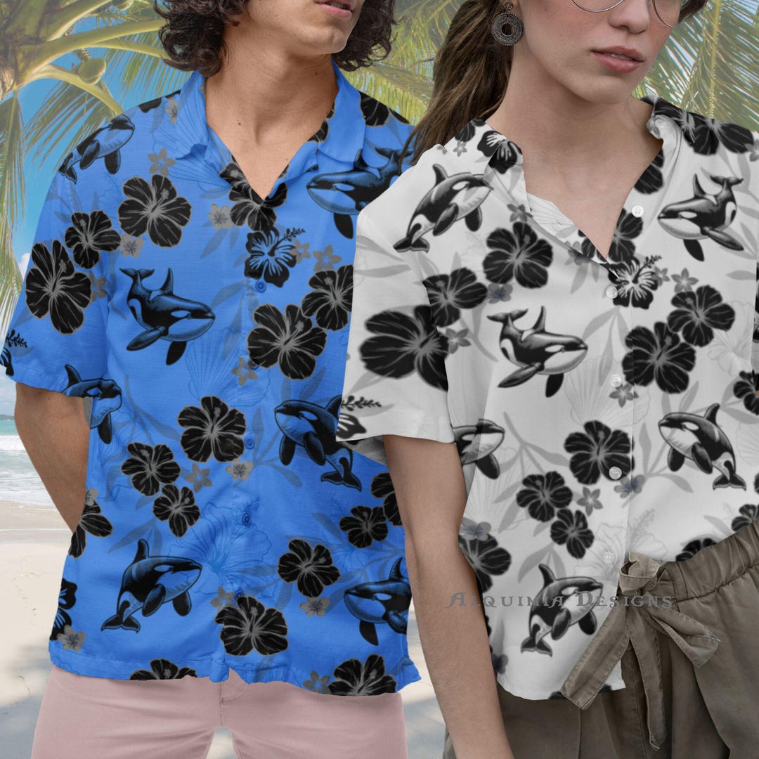 Orca Hawaiian Shirt: Ocean Life Button-down Shirt - Etsy