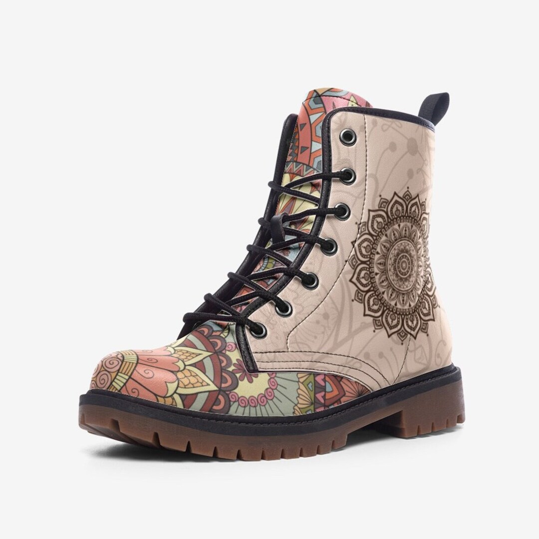 Colorful Mandala Boots Vegan Leather Rave Boots Festival Unique Boots ...