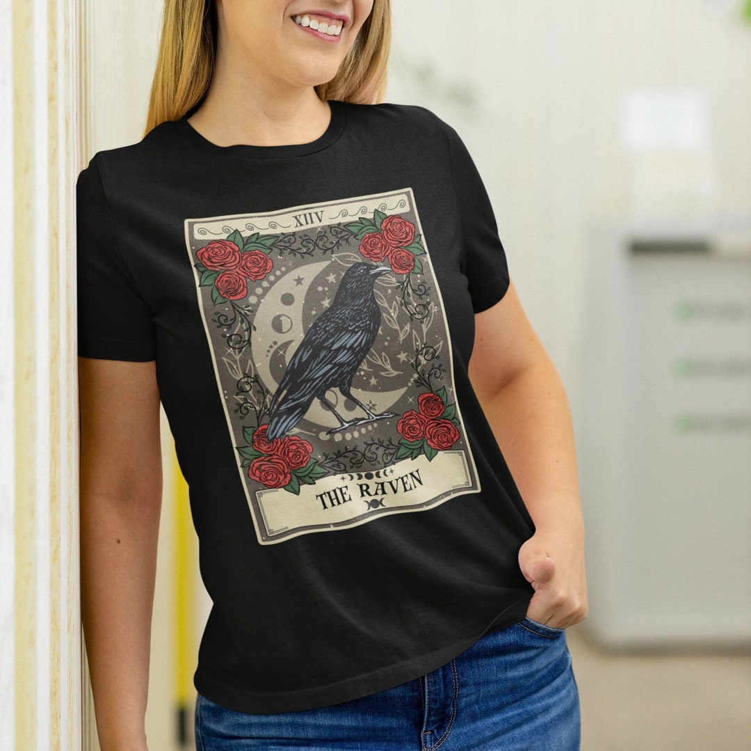 Raven Spirit Animal Tarot Card Shirt, Raven Shirt Bird Lover T-shirt ...
