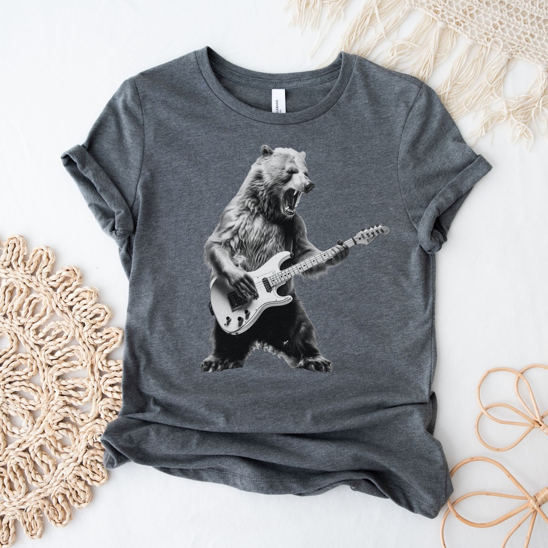 Bear Playing Bass Guitar Shirt Animal Playing Bass Guitar Tshirt Music ...