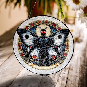 Mothman Stained Glass Suncatcher Mothman Lightcatcher Cryptid Window ...