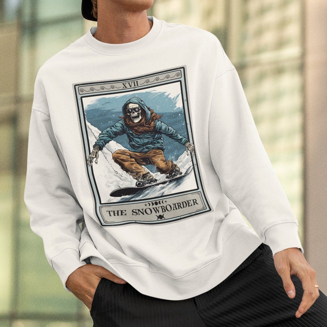 Snowboard Sweatshirt Snowboarder Tarot Card Sweatshirt, Skeleton ...