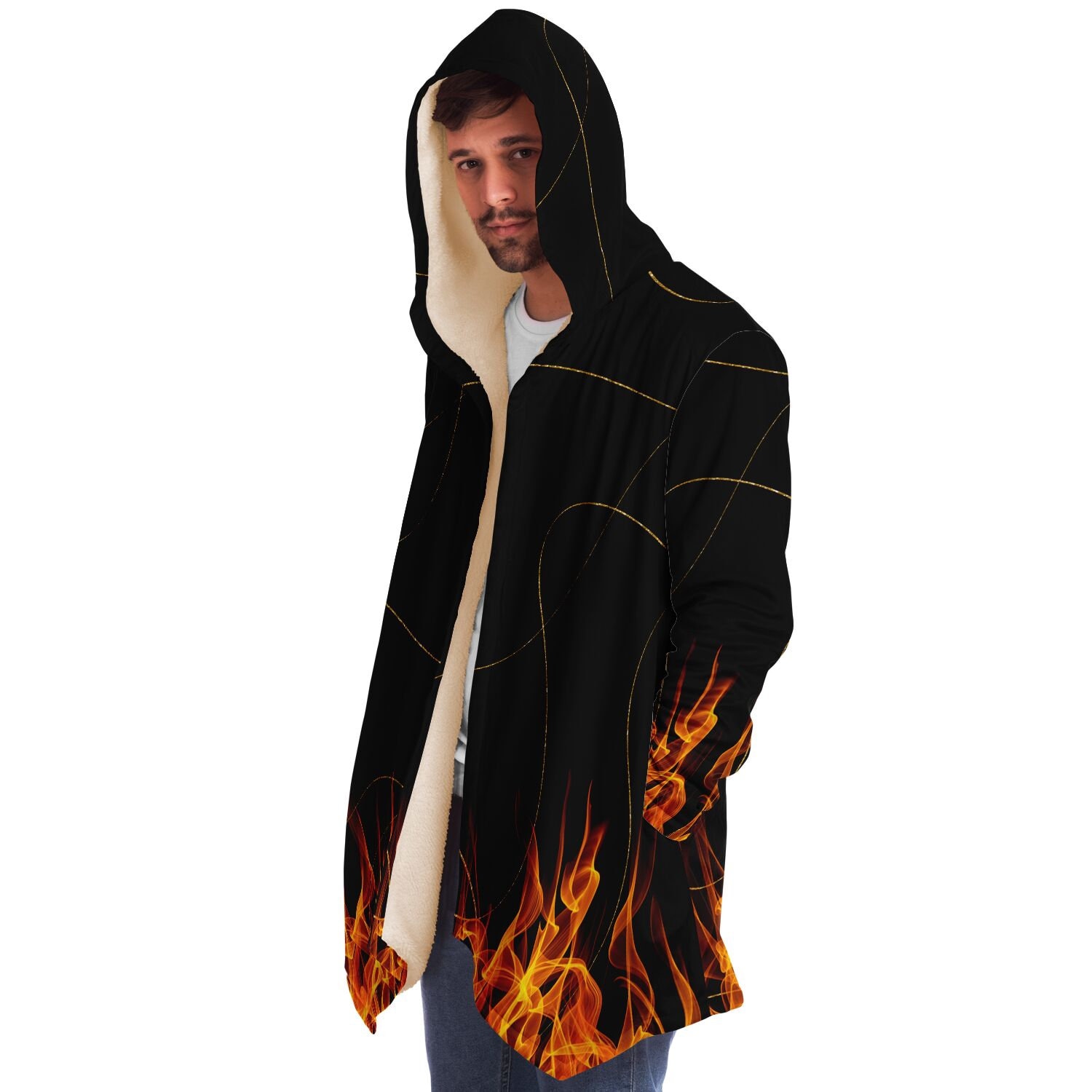 Fire Cloak Rave Cloak With Hood and Pockets Cloak Festival - Etsy