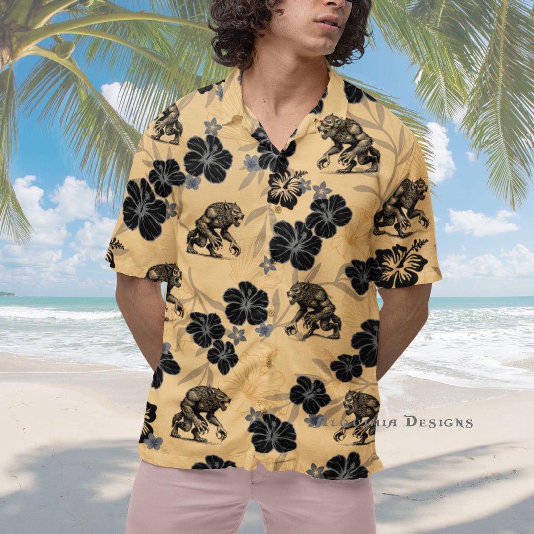 Werewolf Hawaiian Shirt: Cryptid Button-down Shirt - Etsy
