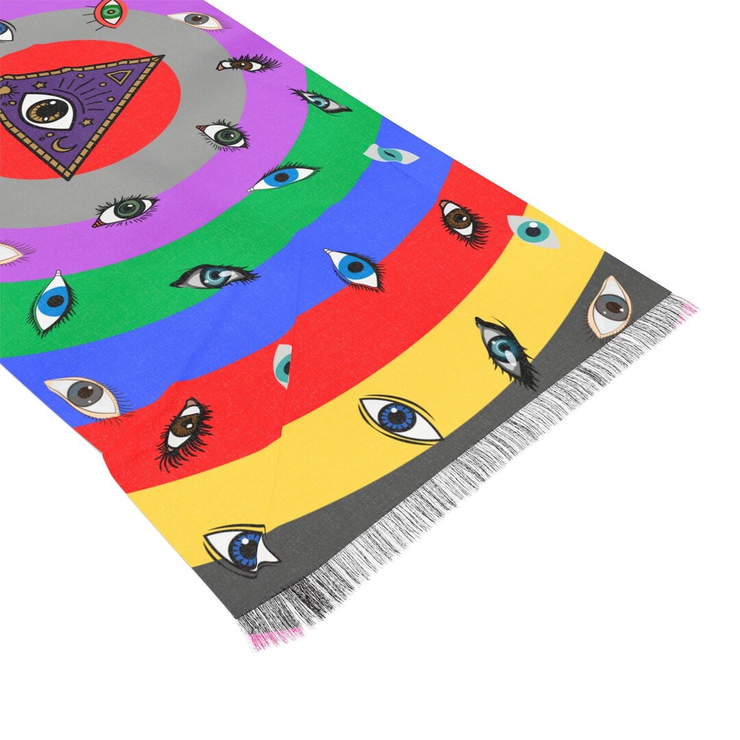 Eyes Festival Scarf Trippy Acid Scarf Rave Pashmina Rave Scarf Colorful ...