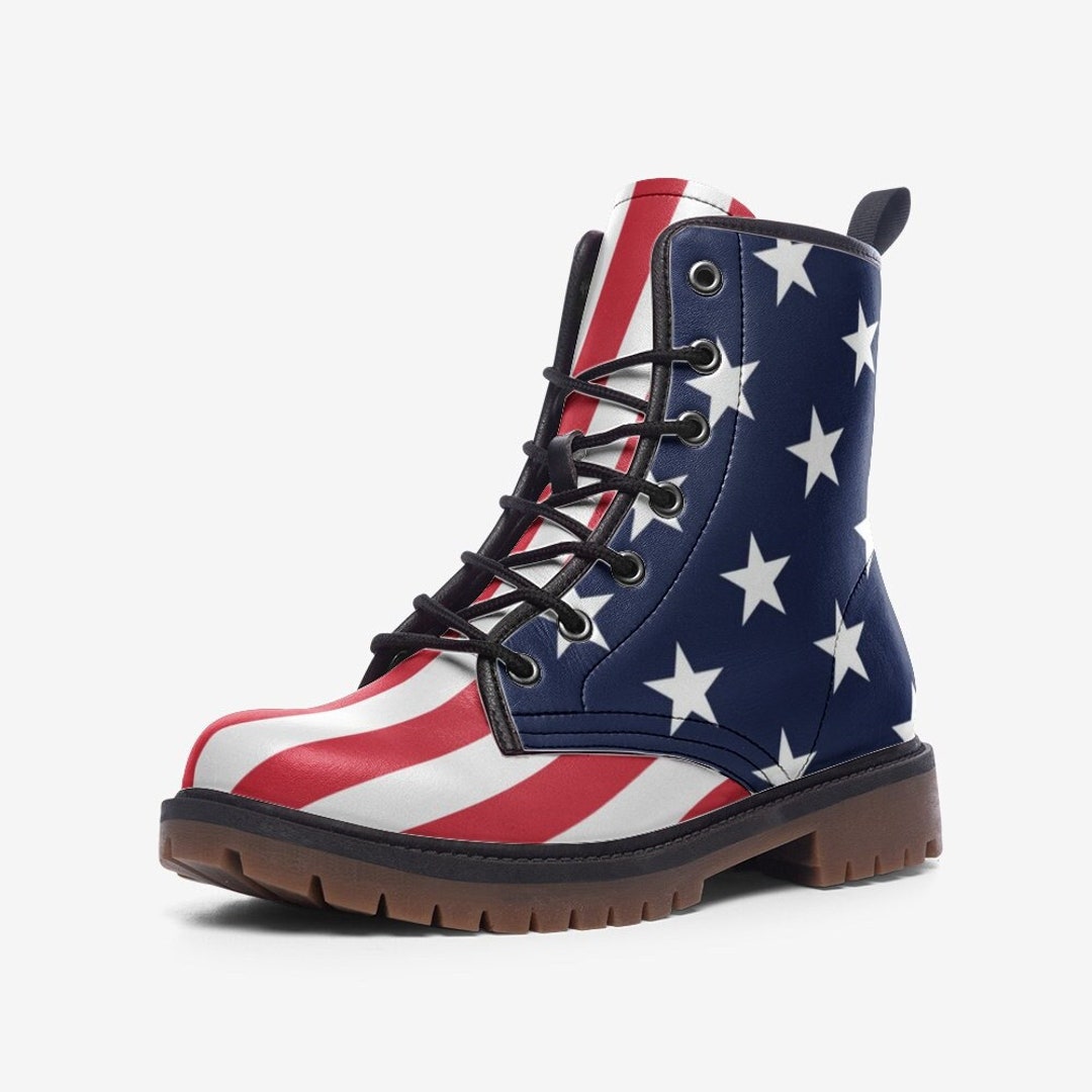 USA Flag Boots American Flag Boots Unisex US Flag Patriotic Combat ...