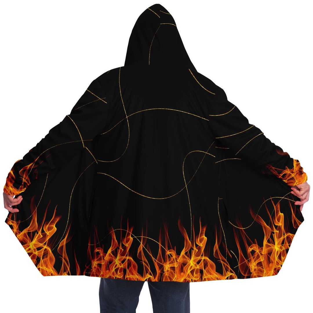 Fire Cloak Rave Cloak With Hood and Pockets Cloak Festival Cloak ...
