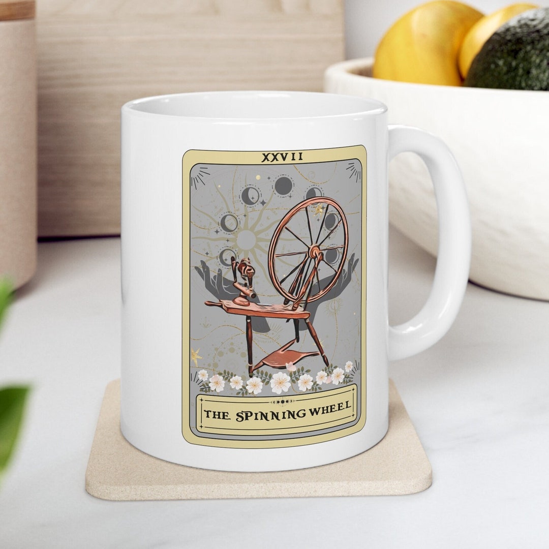 Spinning Wheel Mug Gift, the Spinning Wheel Tarot Card Mug, Yarn Lover ...