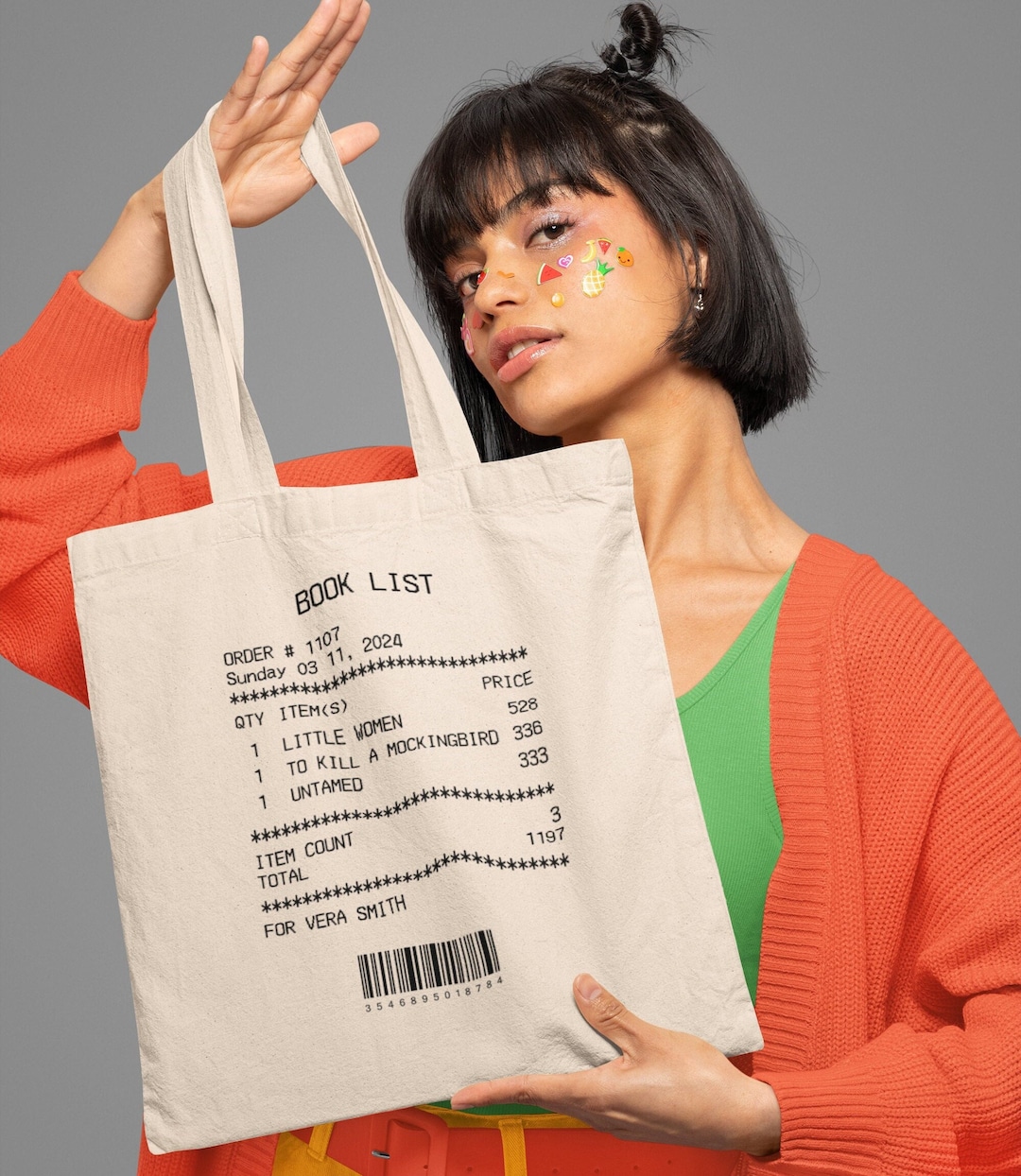 Custom Book Receipt Tote Bag, Book Lover Gifts for Librarian Gift ...