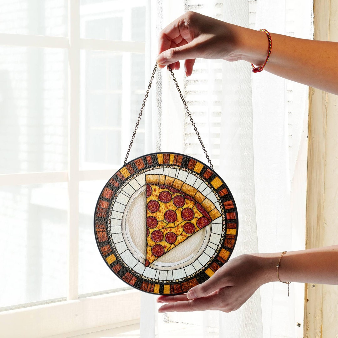 Pizza Slice Stained Glass Italian Food Suncatcher Pizza Lover Light ...