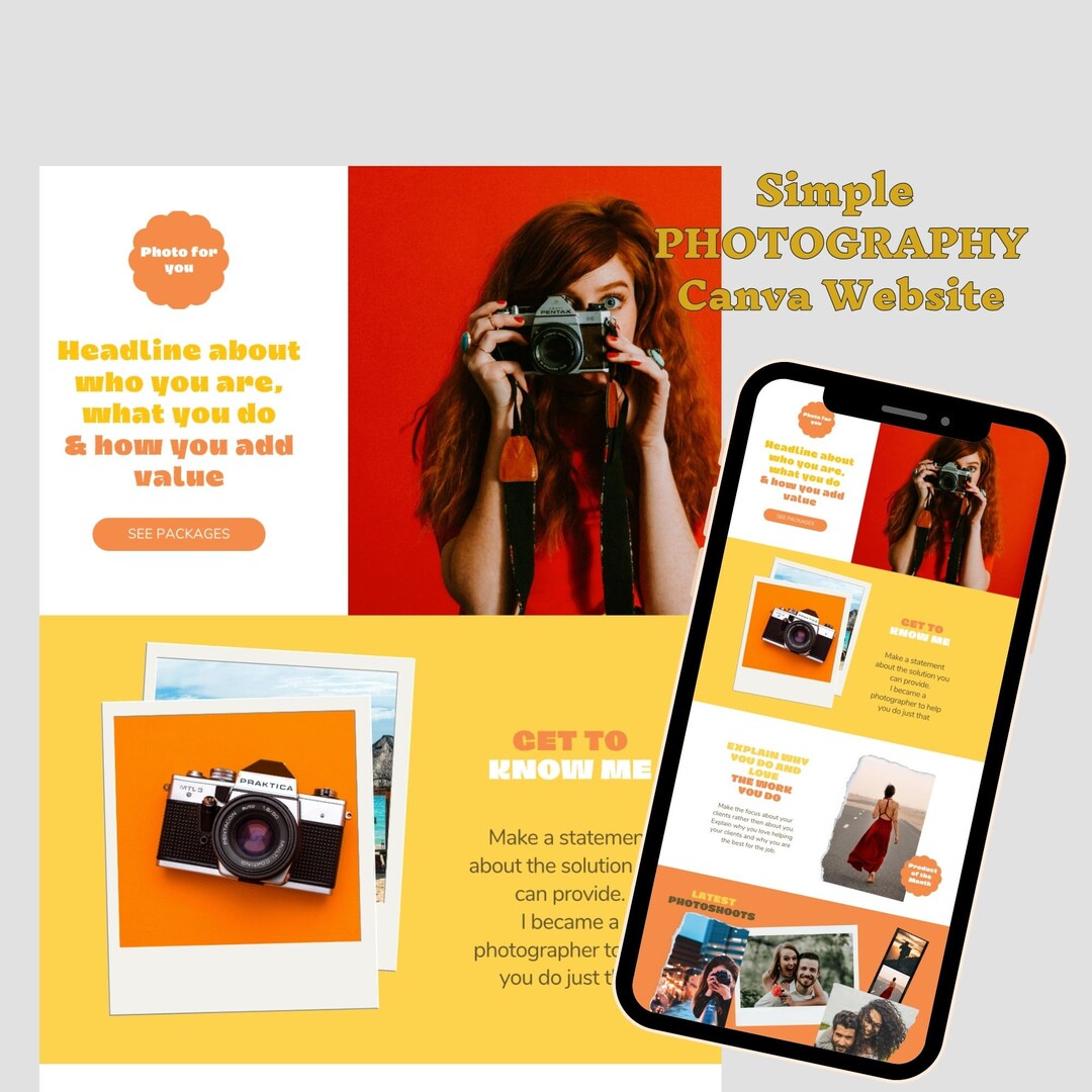 Canva Website Photographer Template, Simple Photography Canva Website ...