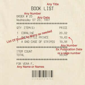 Custom Book Receipt Tote Bag, Book Lover Gifts for Librarian Gift ...