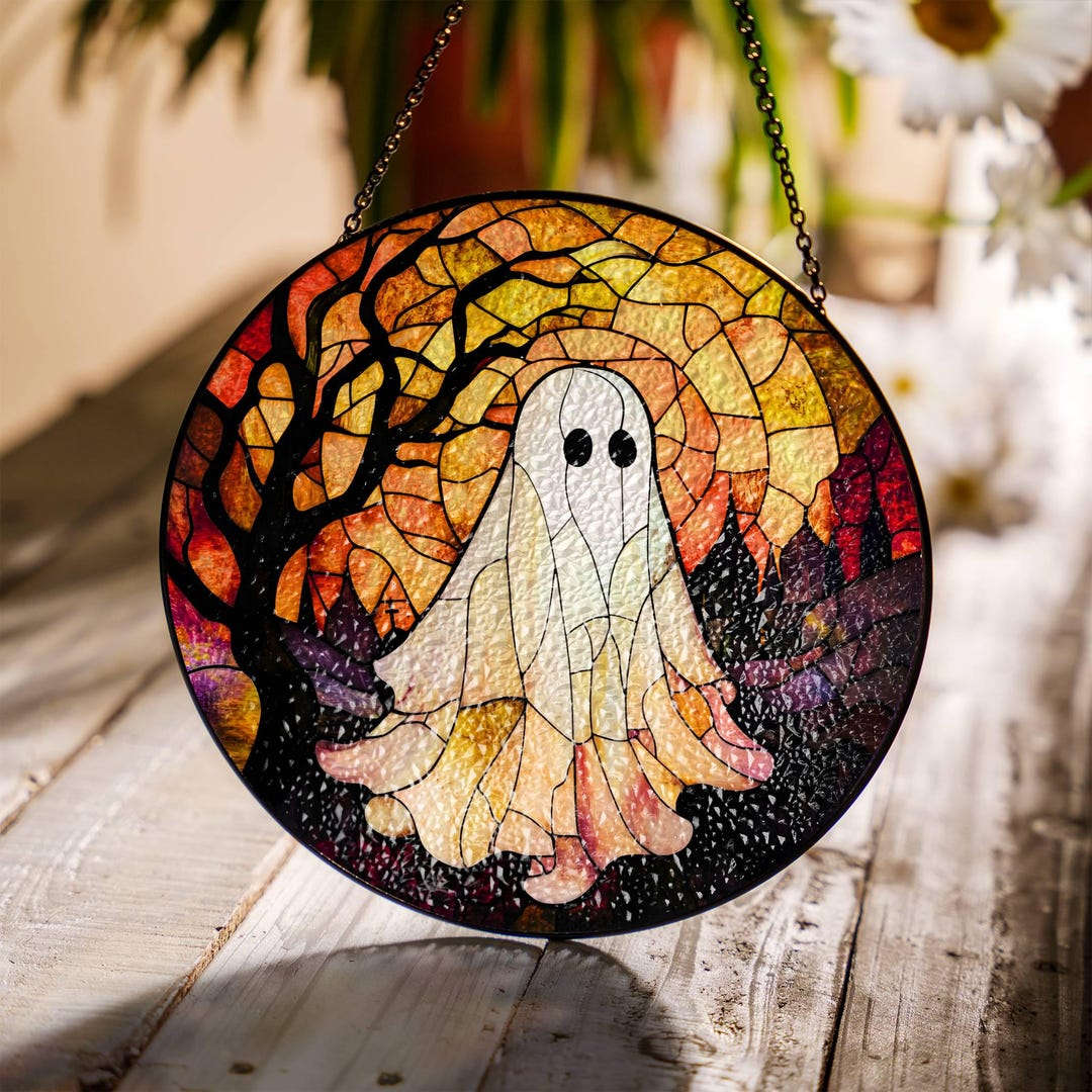 Halloween Ghost Stained Glass Sun Catcher: Window Decoration - Etsy