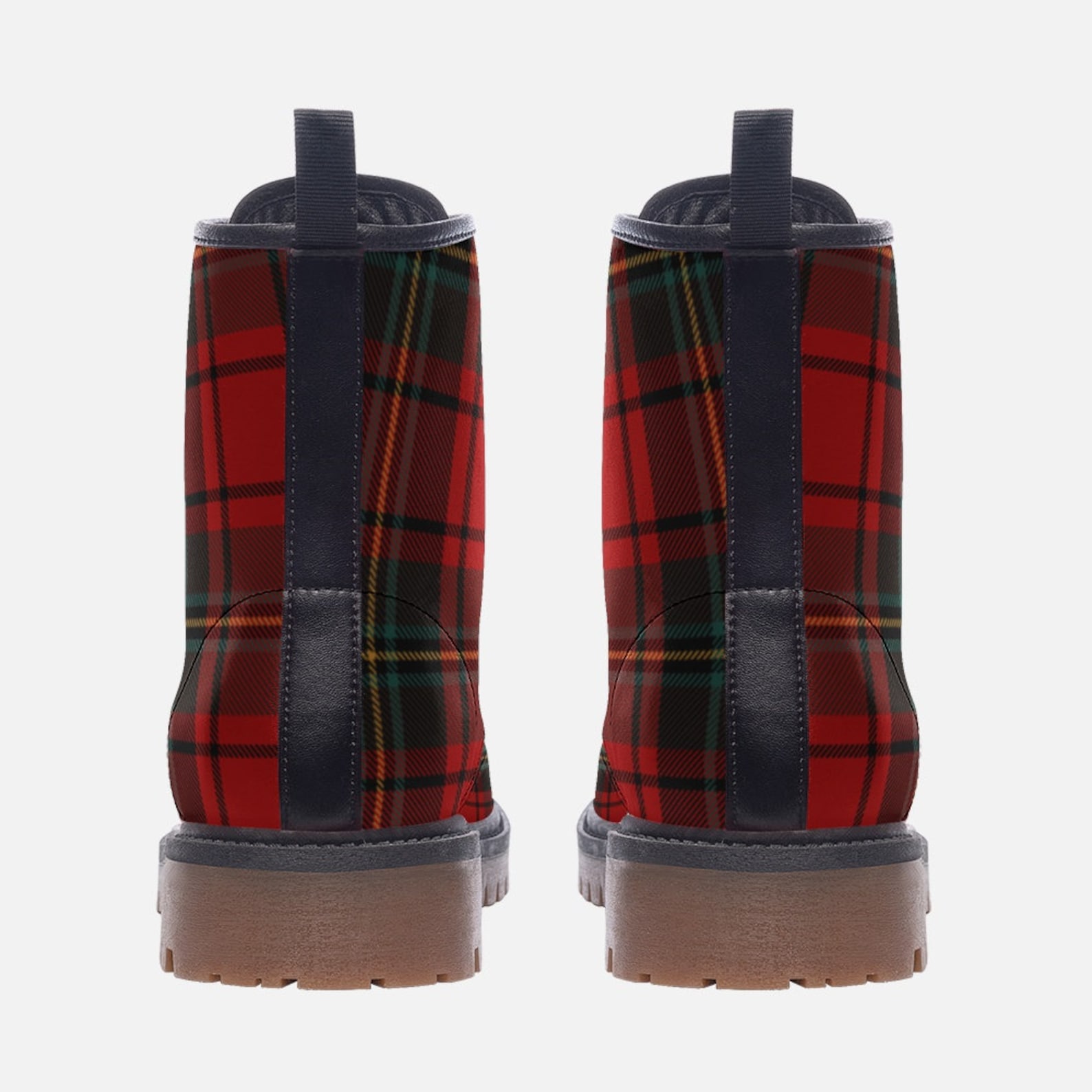 Red Tartan Vegan Leather Combat Boots: Plaid Scottish Clan Style - Etsy