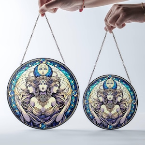 Hekate Stained Glass Suncatcher Triple Goddess Hecate Window Hanging ...