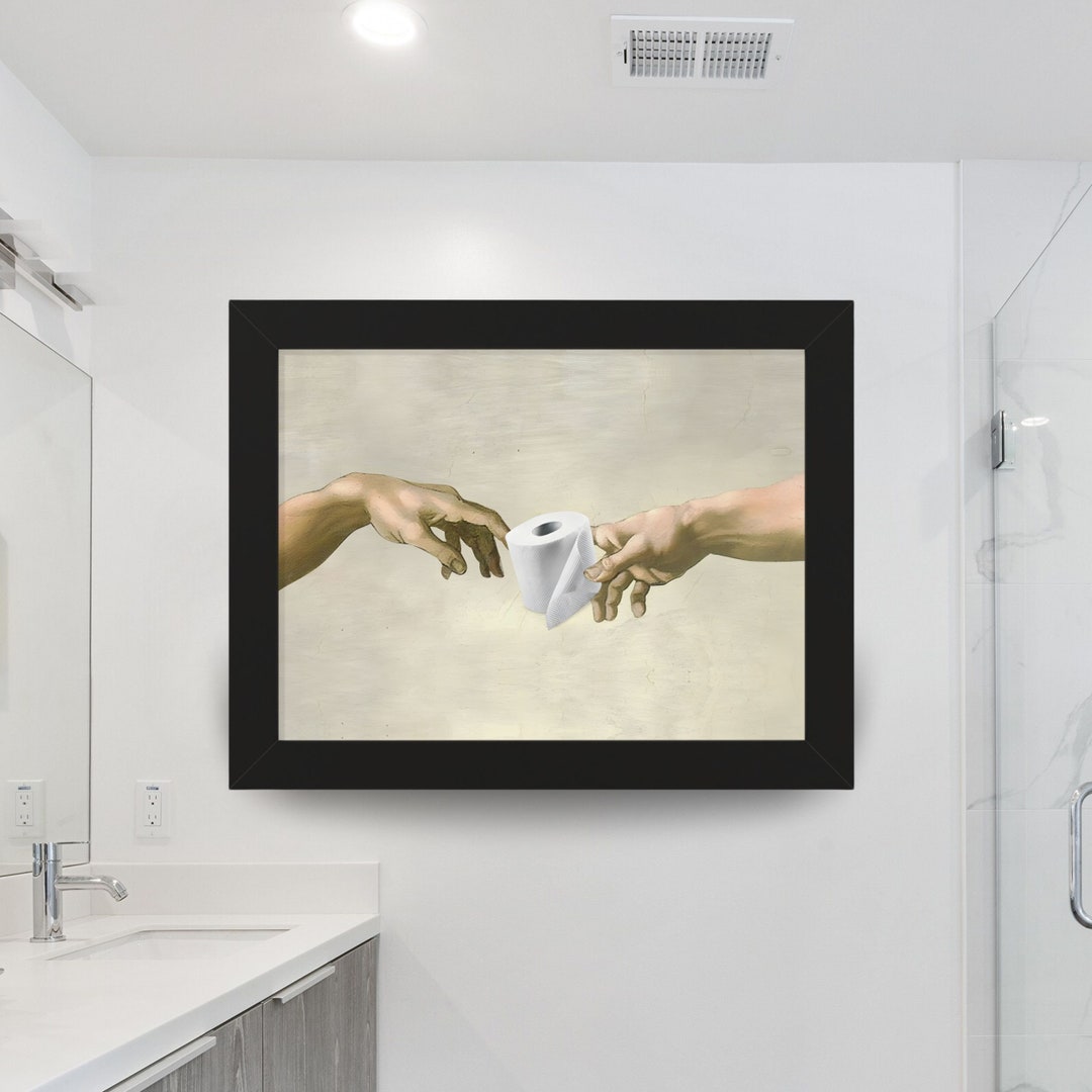 Creation of Adam Toilet Bathroom Framed Wall Art Bathroom Decor ...
