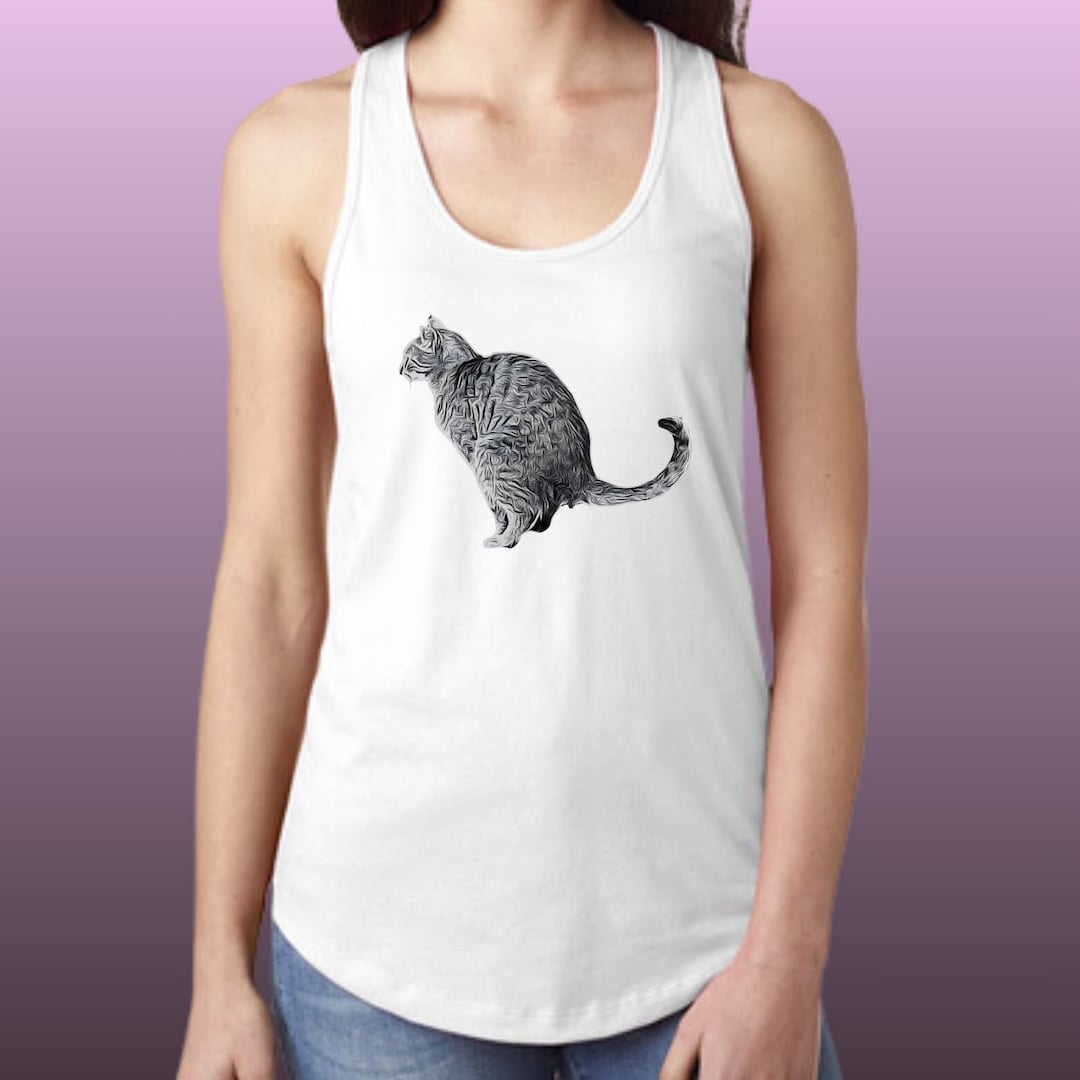 Pooping Cat Tank Top, Funny Cat Pooping Racerback Shirt Funny Cat Lover ...