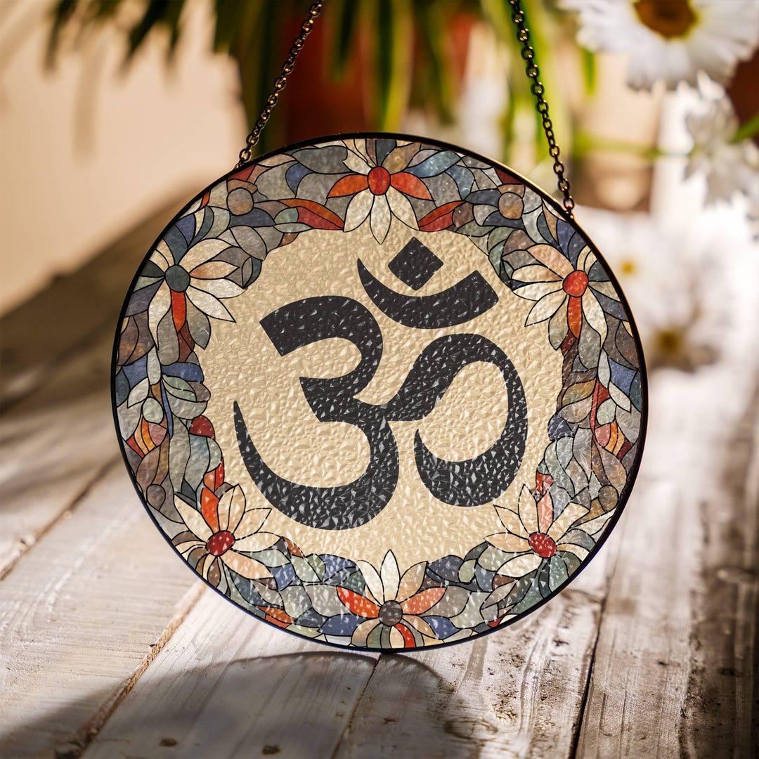 Om Stained Glass San Aum Suncatcher Light Catcher Ohm Window Hanging ...