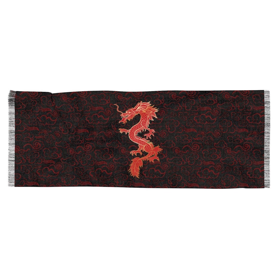 Dragon Scarf, Red Chinese Dragon Scarf, Year of the Dragon, Rave Shawl ...