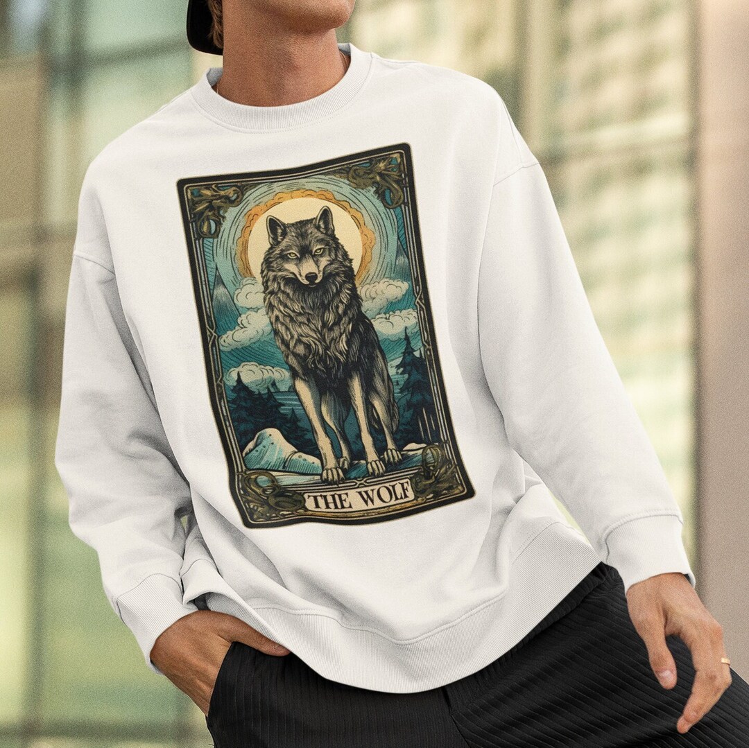 Wolf Sweatshirt, the Wolf Tarot Card Sweatshirt, Wolf Sweater Wolves ...
