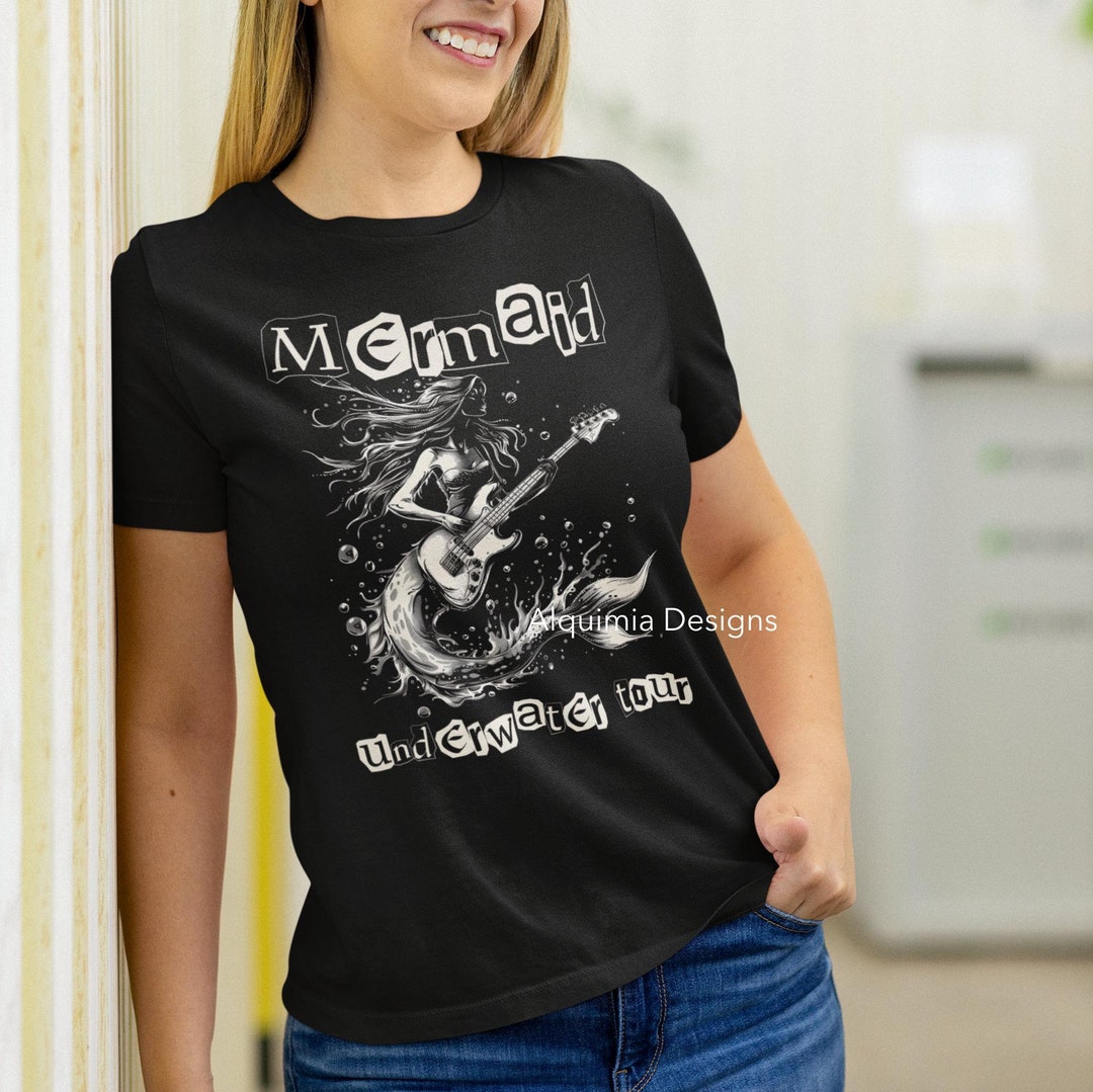 Mermaid Underwater Tour, Mermaid Shirt, Bass Guitar Player Mermaidcore ...