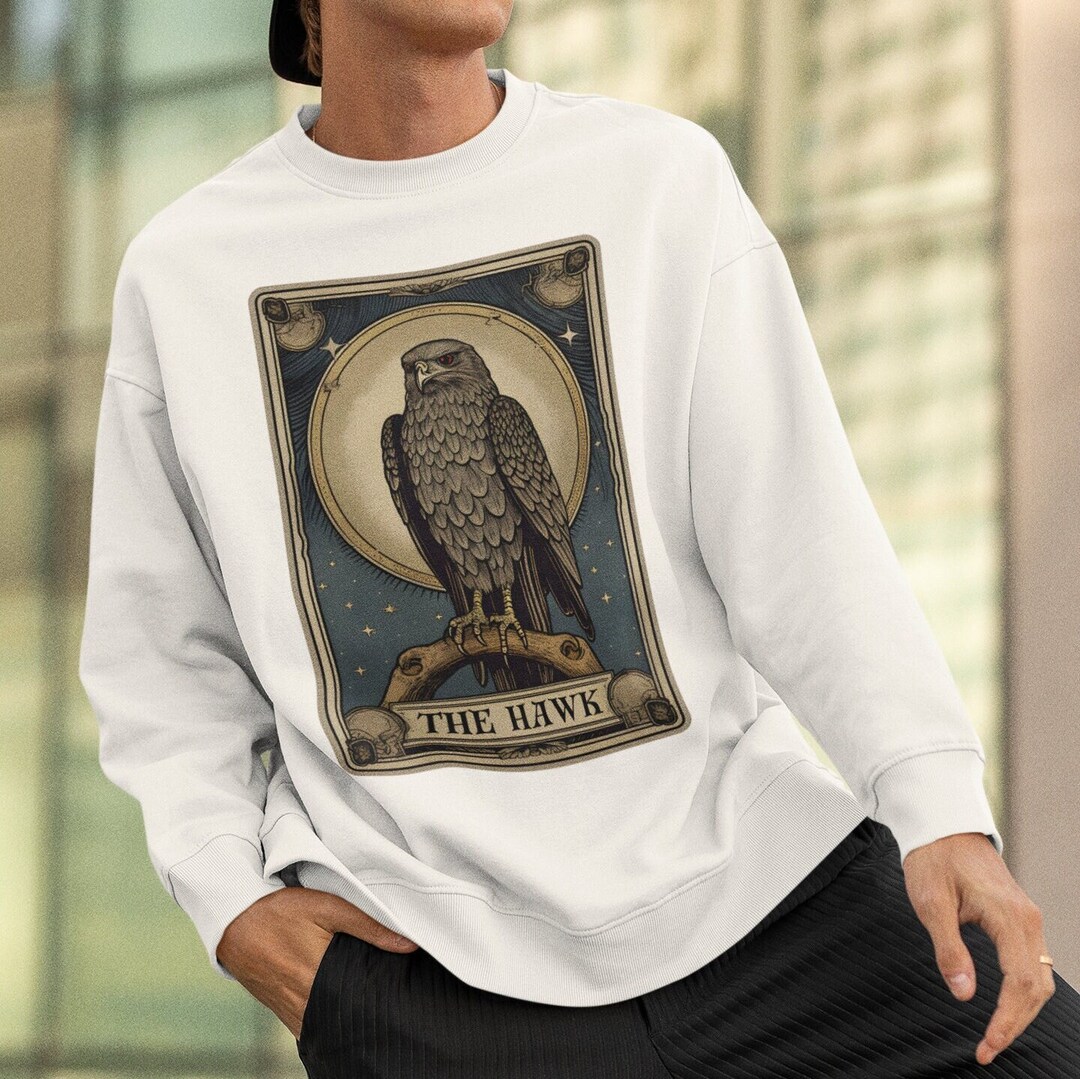 Hawk Sweatshirt, the Hawk Tarot Card Sweatshirt, Hawk Lover Gifts Birds ...