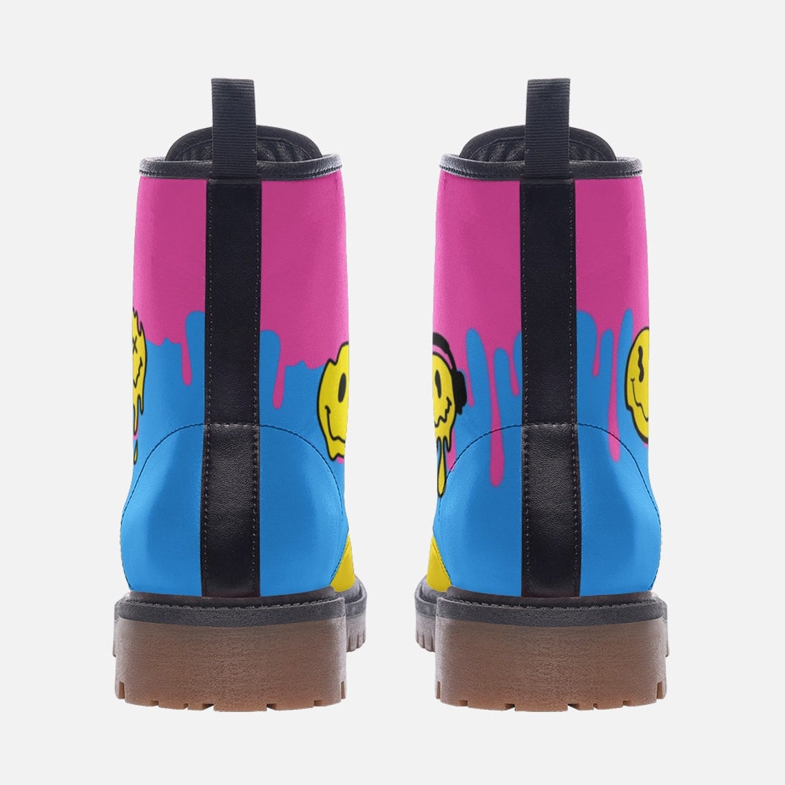 Trippy Color Boots Vegan Leather Lace up Boots Rave Boots - Etsy