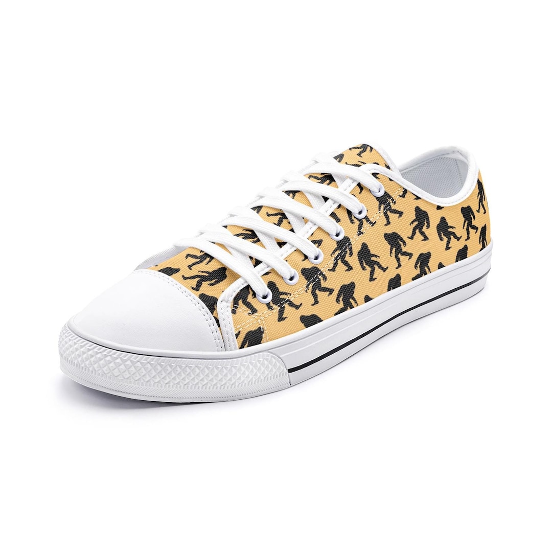 Bigfoot Sneakers, Sasquatch Shoes Bigfoot Yellow Unisex Low Top Canvas ...