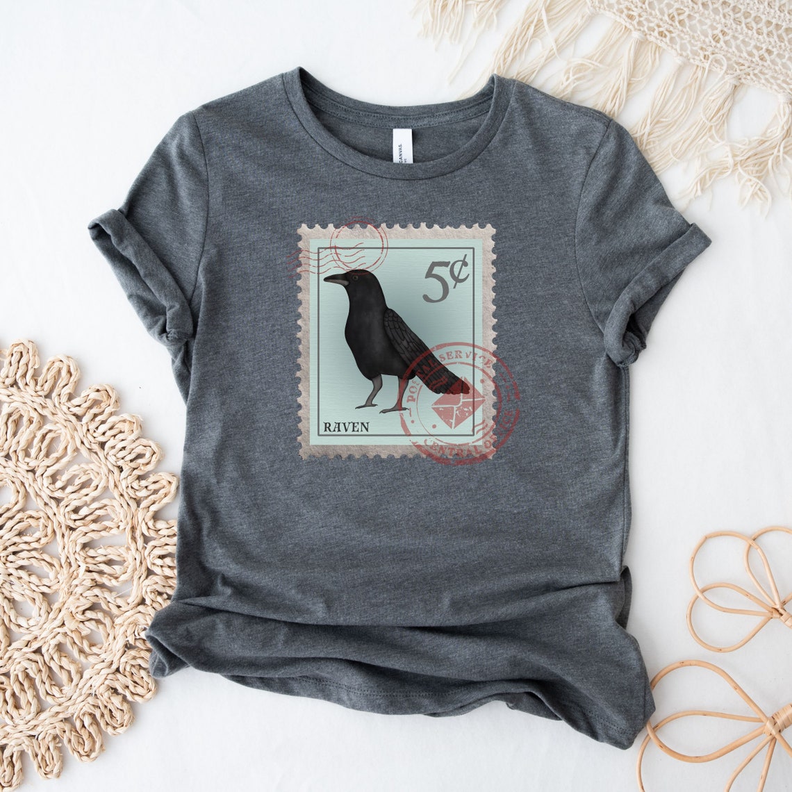 Raven Shirt, Postage Stamp, Raven Tshirt Bird Lover Shirt, Raven Mom ...