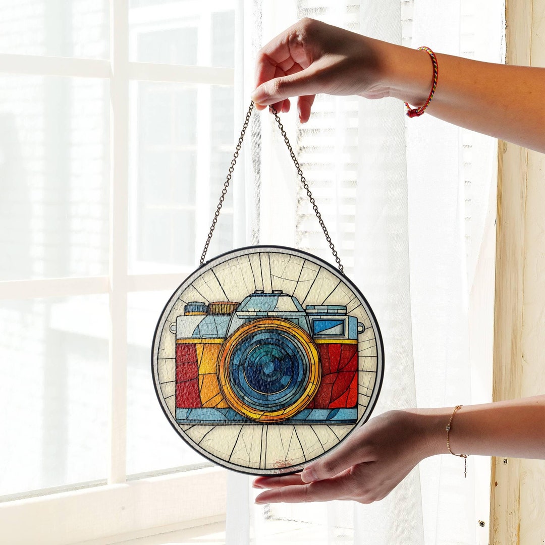 Vintage Camera Suncatcher: Stained Glass Photographer Window Hanging - Etsy