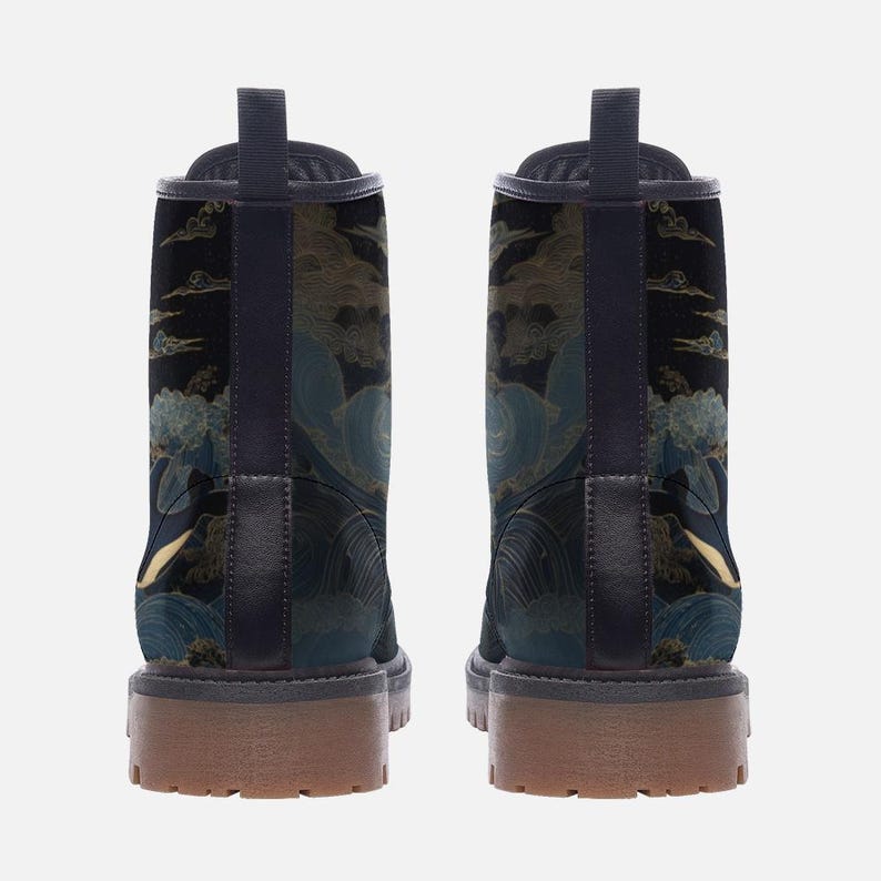 Orca Boots Killer Whale Vegan Leather Combat Boots Sea Life Ocean Lover ...