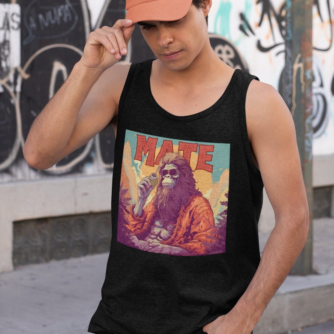 Yerba Mate Tank Top, Bigfoot Drinking Yerba Mate Shirt, Sasquatch Yerba ...
