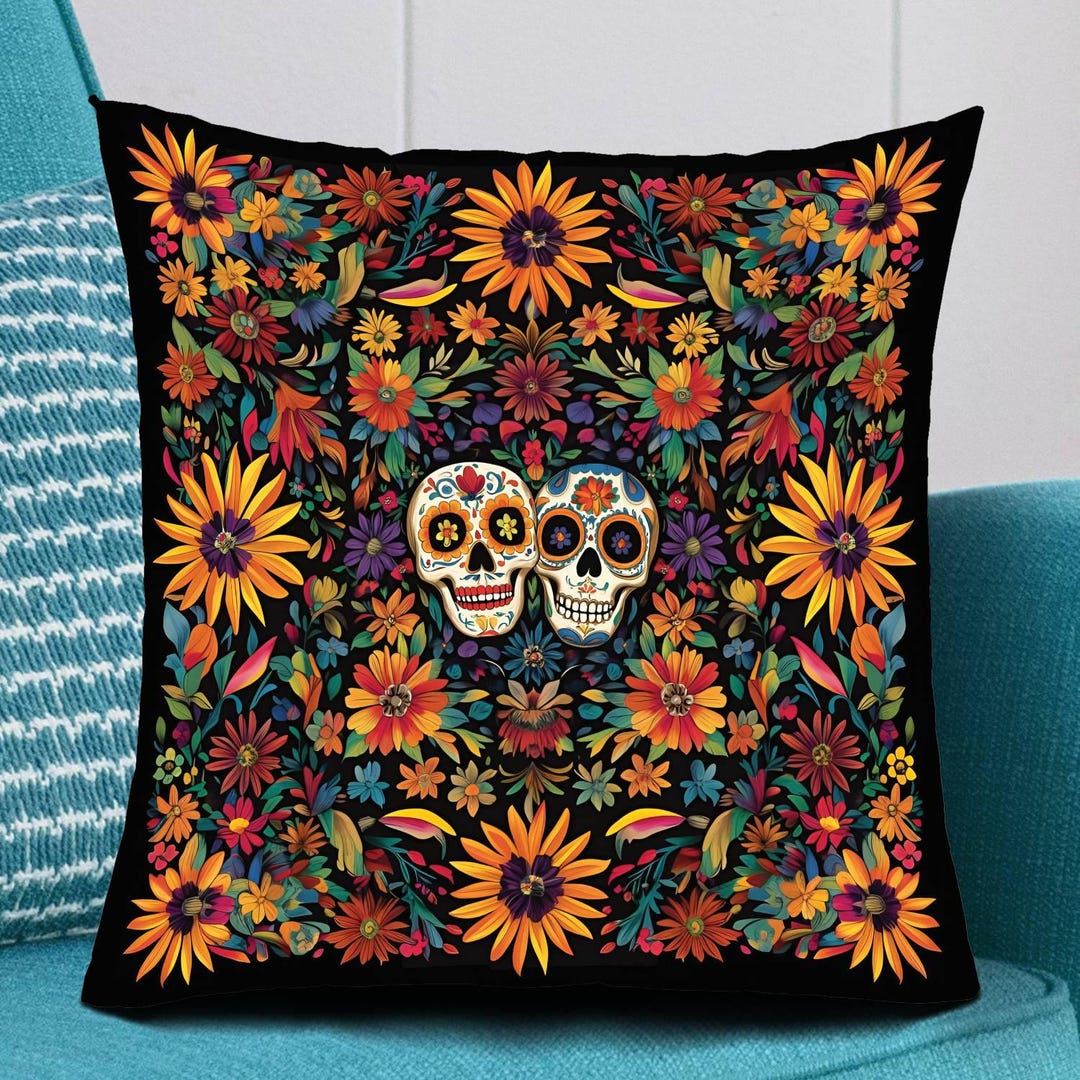 Sugar Skull Throw Pillow, Day of the Dead Pillow Home Warming Gift ...