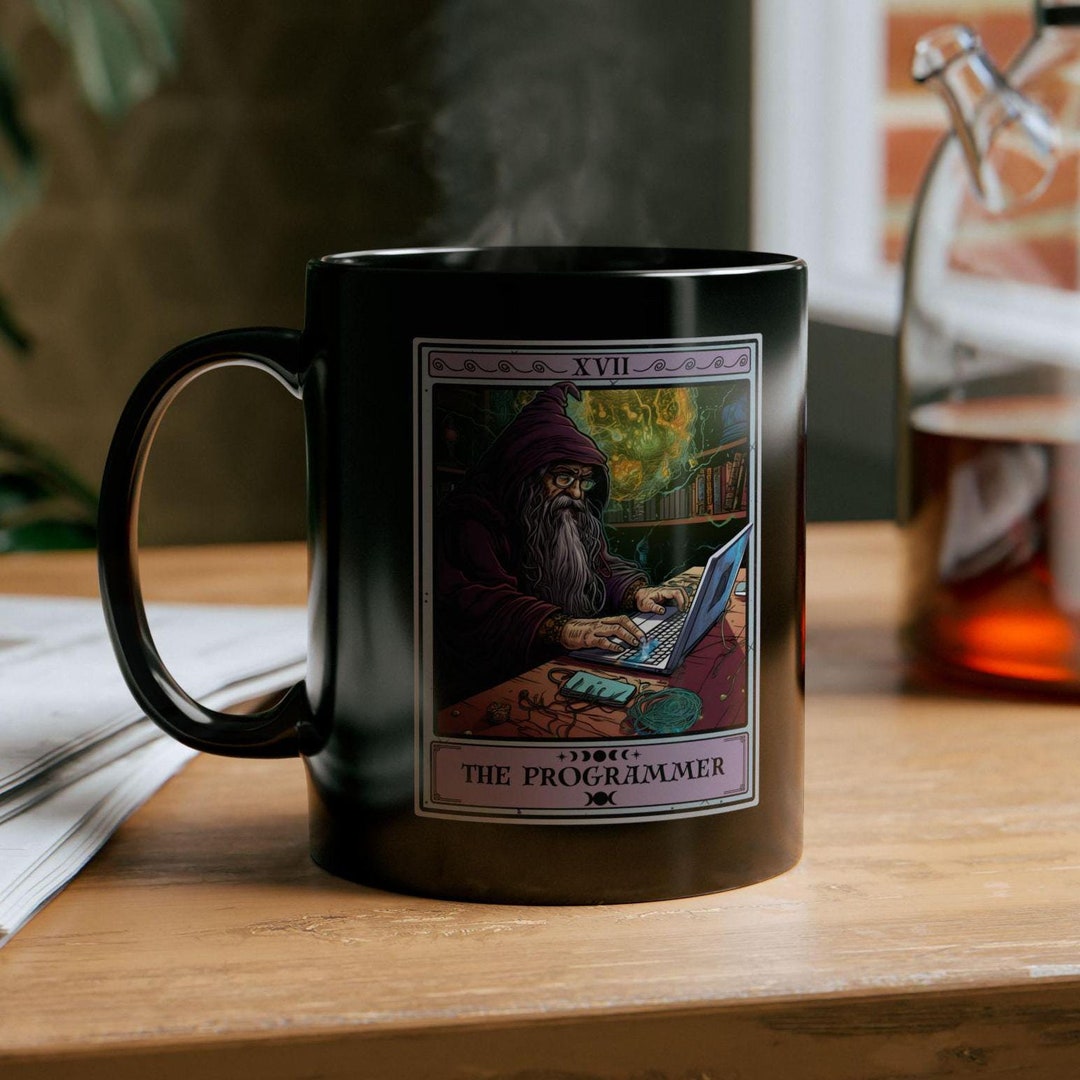 Programmer Tarot Card Mug: Computer Geek Coder Gift, 11oz Black Mug - Etsy
