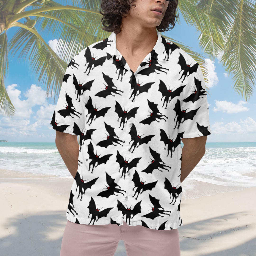 Mothman Hawaiian Shirt, Moth Man Cryptid Shirt, Mothman West Virginia ...
