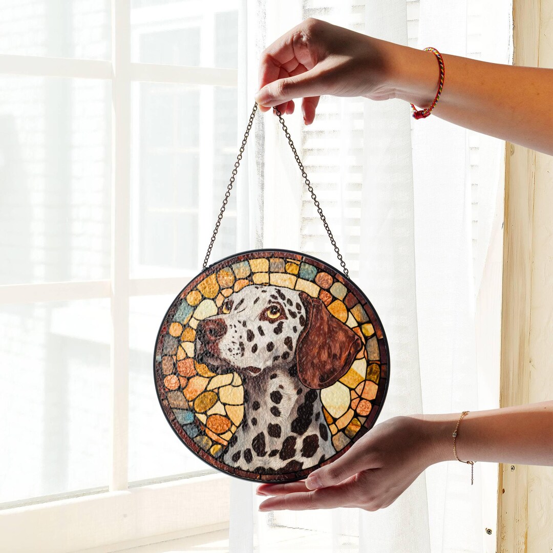 Brown Dalmatian Stained Glass Suncatcher Liver Dalmation Light Catcher ...