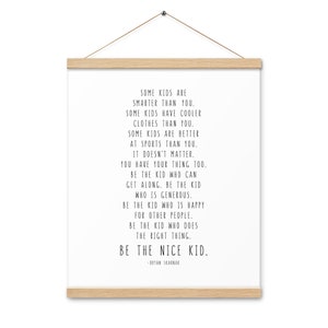 Be the Nice Kid Classroom Poster With Hanger Frame - Etsy