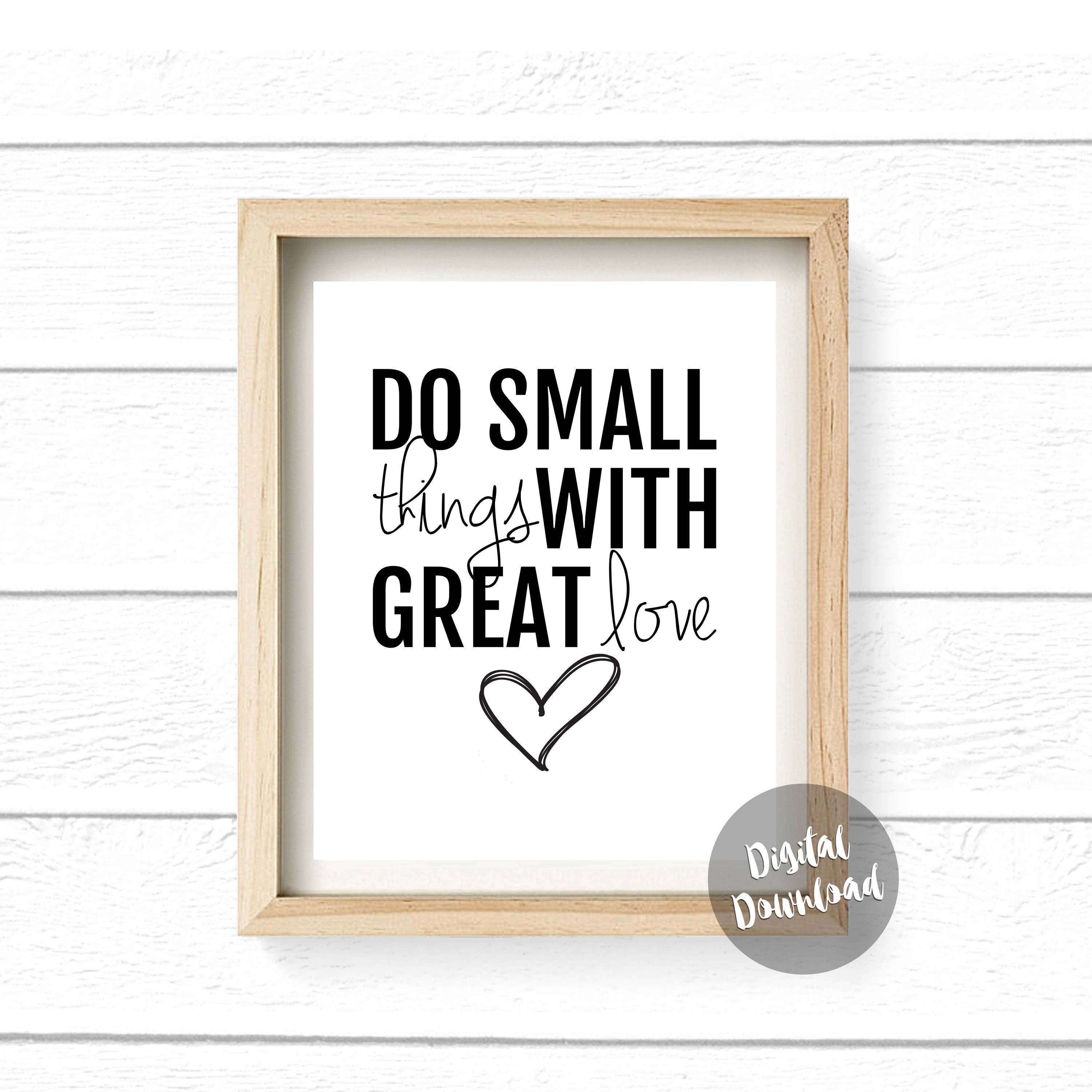 Do Small Things With Great Heart Wall Quote Wall Art | Etsy