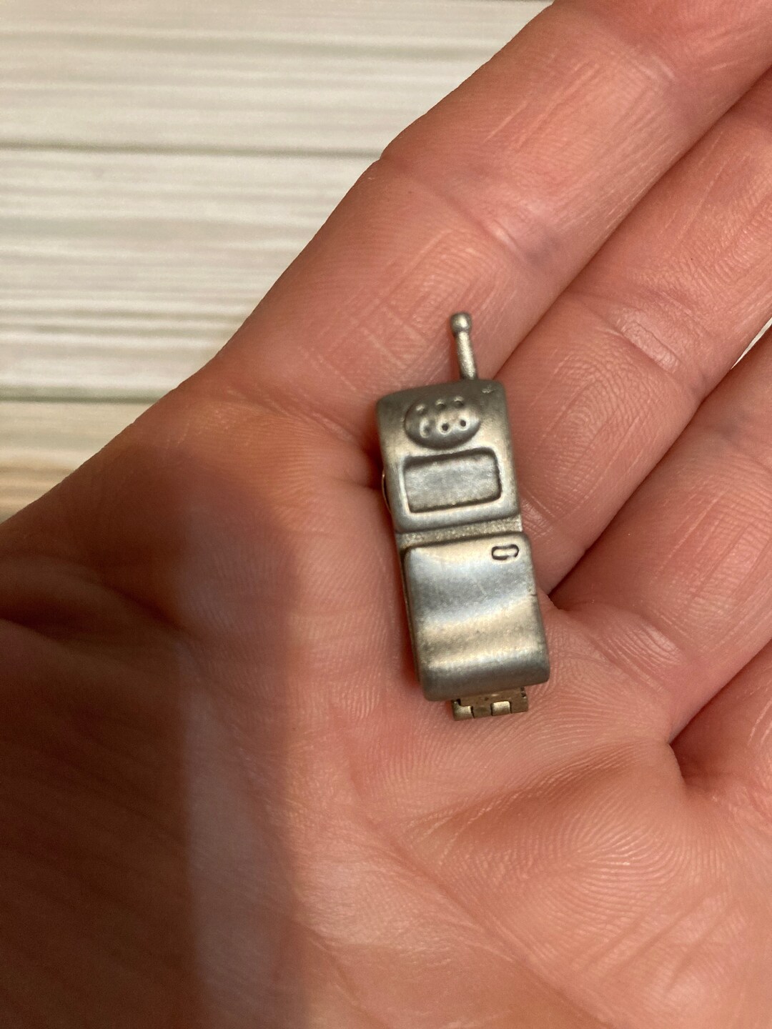 Rare Vintage Pewter-tone Silver-tone JJ Brand Telephone Cell Phone Flip ...