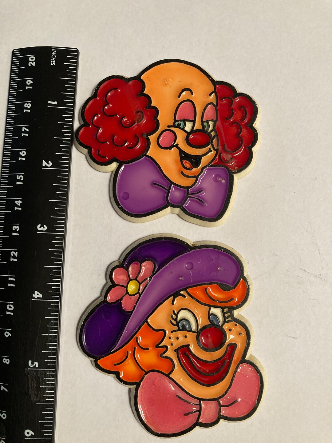 A180 Vintage Pair of Two Plastic Clown Refrigerator Magnets Kitchen ...