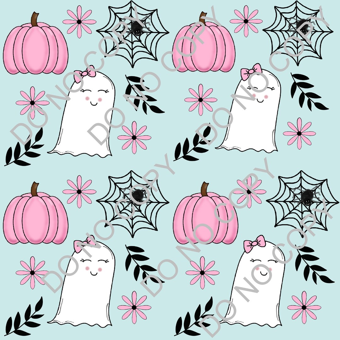 Halloween Seamless Pattern Ghost Pattern Pink Pumpkin Cute Ghost Girlie ...