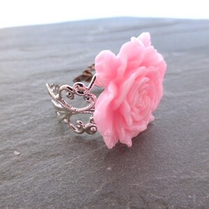 Beautiful Large Rose Carnation Flower Adjustable Brass Filigree Ring ...