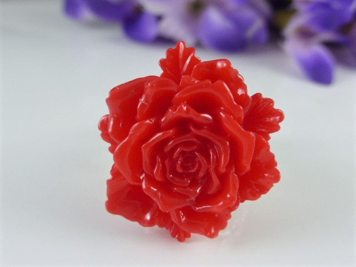 Beautiful Large Rose Carnation Flower Adjustable Brass Filigree Ring ...