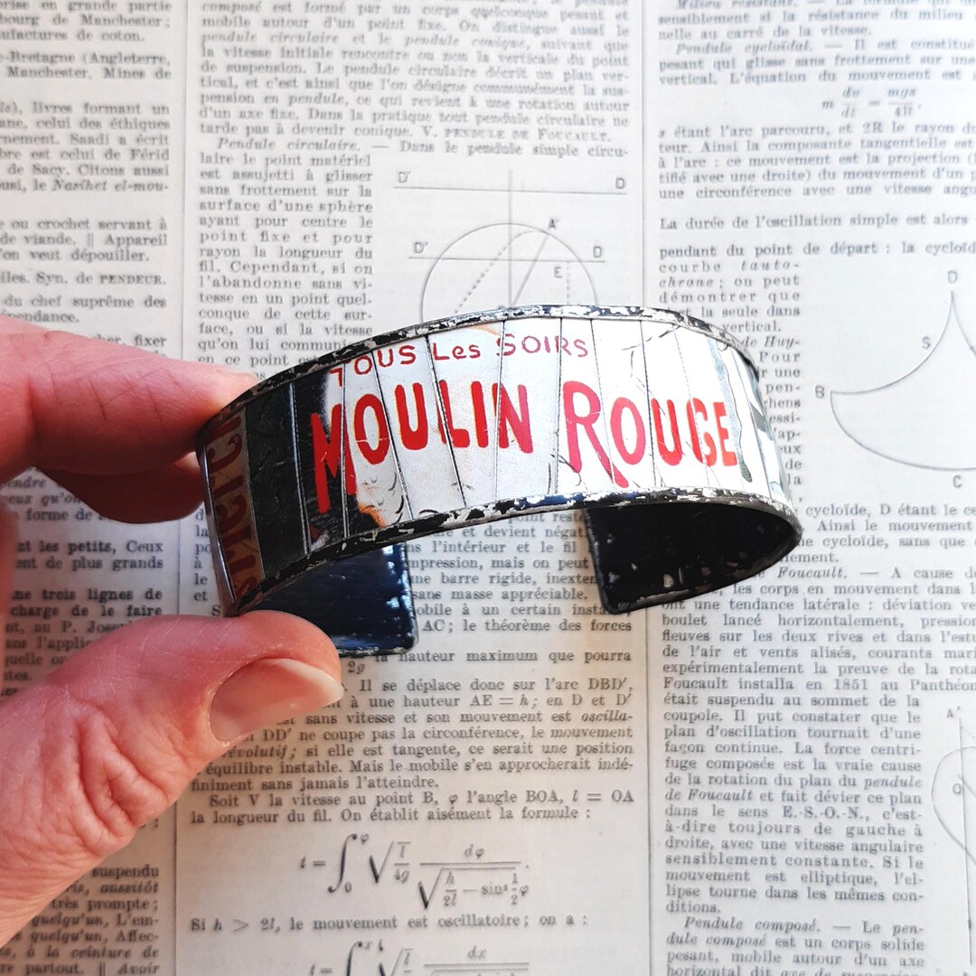 Iconic Moulin Rouge Metal Cuff Bracelet, Recycled Biscuit Tin Jewellery ...